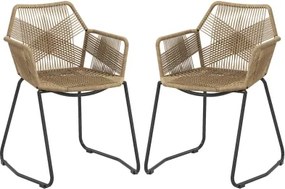 HOMCOM sada 2 jídelních židlí Design Boho Chic, sedák z pleteného lana, ocelová konstrukce 56 x 59 x 74 cm