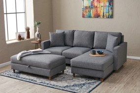 Hanah Home Rohová pohovka EVA šedá pravá
