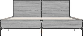 Rám postele šedý sonoma 135 x 190 cm kompozitní dřevo a kov 3280030