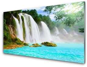 akrylový obraz Vodopád Jezero Příroda 140x70 cm