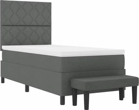 Postel s boxspringem s čelo Tmavě šedá 90 x 200 cm textil 3344115