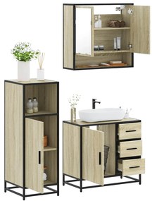3dílný set koupelnového nábytku dub sonoma kompozitní dřevo 3300986