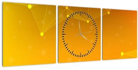 Abstraktní žlutý obraz (s hodinami) (90x30 cm)