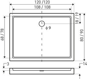 Novoterm Obdélníková akrylátová sprchová vanička NV-Victor 120x80 bílá