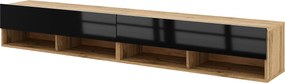Závěsný TV stolek Derby 280 cm dub Wotan/černý