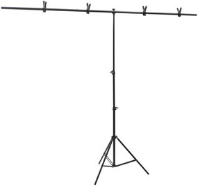 Shumee stojan na fotopozadí ve tvaru t, černý 201 × 60 × (70 - 200) cm 190253