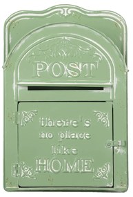 Zelená retro poštovní schránka Post Home s patinou  - 26*9*39 cm