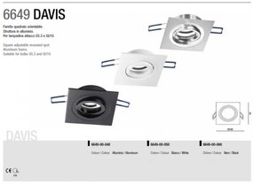 Fabas 6649-00-060 Davis, hranatá bodovka z hliníku v černé úpravě, max 1x50W, 9,2x9,2cm