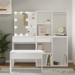 Toaletní Stolek Sada S Led Bílý Kompozitní Dřevo