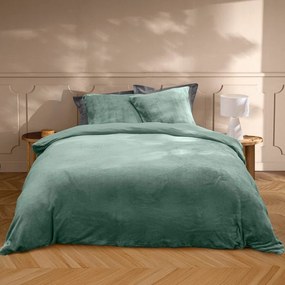 Zelené 3dílné povlečení na dvoulůžko/prodloužené z mikroflanelu 240x220 cm Flanou – douceur d'intérieur