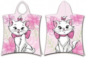 Jerry Fabrics Plážová osuška pončo Marie Cat Pink flower 50x115 cm