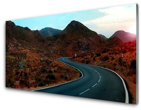 Obraz na skle Cesta Hory Poušť 120x60 cm