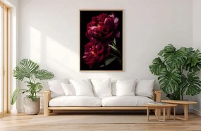 Sametová krása - obraz - Pivoňky v temně elegantním stylu 44 - A4 – 210 × 297 mm - 149 Kč