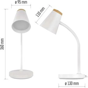 EMOS Bílá LED stolní lampička Tara 4,5W Z7641W