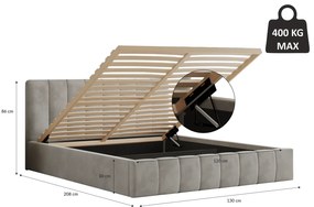 Postel RIMINI 120x200 s úložným prostorem - bouclé - zelená