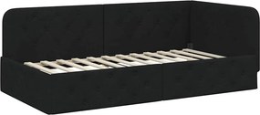 Rohový rám postele Černý 90 x 190 cm textil 3394039