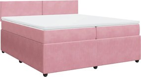 Box spring postel s matrací růžová 200x200 cm samet 3290129
