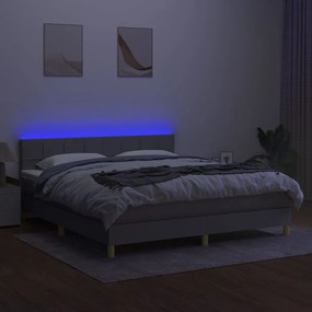 Box spring postel s matrací a LED světle šedá 160x200 cm textil 3133725
