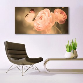 akrylový obraz Motýl Růže Příroda 120x60 cm