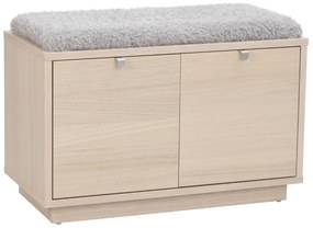 ROWICO Světle hnědá dřevěná lavice CONFETTI  se šedým sedákem 70 cm 103760