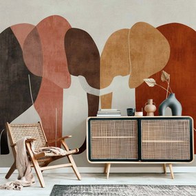 Fototapeta Geometric Elephants - Composition in Terracotta-Inspired Colors