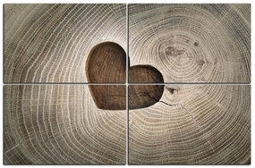 Obraz na plátně - Srdce na dřevěném pozadí 1207E (120x80 cm)
