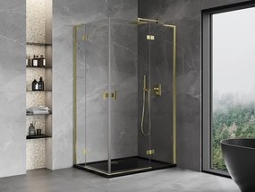 Mexen Mist-H L Duo, 2-křídlý ​​sprchový kout 80 x 120 cm, čiré sklo, zlatý lesklý profil, 8A5L-080L-120P-50-00