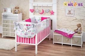 Baby Nellys Mega sada Be LOVE - Malina/šedá - Sovičky Velikost povlečení: 135x100