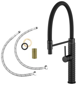 Gamma Full Pro, vysoká dřezová baterie s elastickým ramenem, černá matná, GMA-BFLP-BK