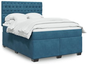 Box spring postel s matrací modrá 140 x 190 cm samet 3290916