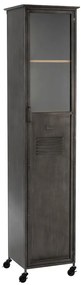 Černo-šedá kovová skříň s poličkami na kolečkách  - 40*40*180cm