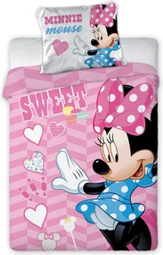 Dětské bavlněné povlečení Nook Minnie Mouse 100x135 cm + 40x60 cm růžové