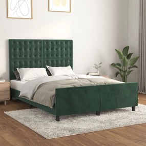 Rám postele s čelem tmavě zelený 140x190 cm samet,  3125998