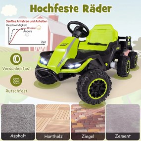 Costway 24 Elektrický traktor V Elektrický traktor pro děti ve věku 3 a – zelený