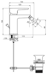 JIKA H3412H10041101 - Bidetová baterie PONTA 15,6 cm lesklý chrom