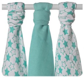 Kikko Bambusové pleny 70 x70 cm 3 ks různé barvy Little Stars Turquoise