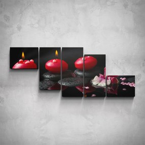 5-dílný obraz - Červené svíčky - PopyDesign
