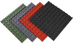 Černá gumová dlaždice (V30/R15) - délka 50 cm, šířka 50 cm a výška 3 cm
