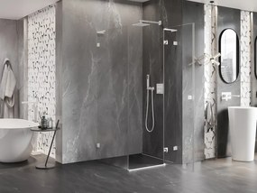 Mexen Lunar, L pravý výklopný sprchový kout 80 x 80 cm, 8mm čiré sklo, bílý profil, 834L-080-080-20-00-P