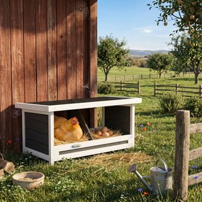 Hnízdní box PawHut z jedlového dřeva s asfaltovou střechou pro kuřata 66x37x34 cm šedý |