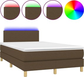 Box spring postel s matrací a LED tmavě hnědá 120x200 cm textil 3133544