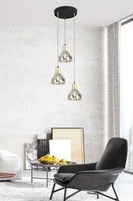 Černo-zlatý závěsný lustr Gregory pro žárovku 3x E14 s kulatou základnou  - Candellux