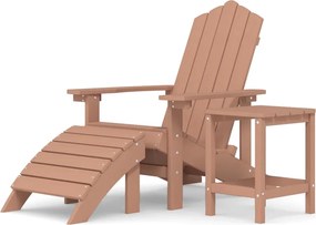 Zahradní křeslo Adirondack s podnožkou a stolkem HDPE hnědé 3095710