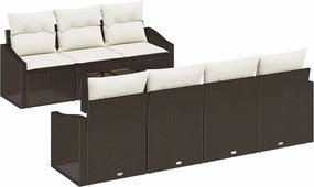 Set pohovek 8 ks Hnědá a krémová polyratan 3346628