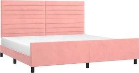 Rám postele s čelem růžový 200x200 cm samet 3125841