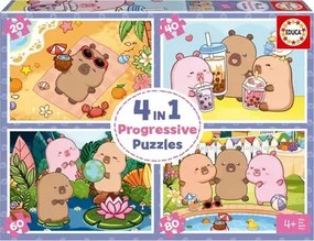 EDUCA Puzzle CapyFun 4v1 / (20  40  60  80 dílků)