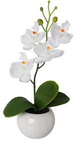 Gasper Umělá květina Orchidej v keramickém květináči, bílá,  21 cm