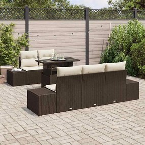 Set pohovek 6 ks Hnědá a krémová polyratan 3349094