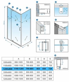 BPS-koupelny Obdélníkový sprchový kout HYD-OK06D 120x80 bílá/transparent - bez vaničky