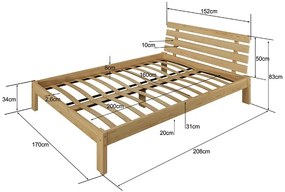 Eoshop Dřevěná postel Klara 160x200 + rošt ZDARMA - borovice